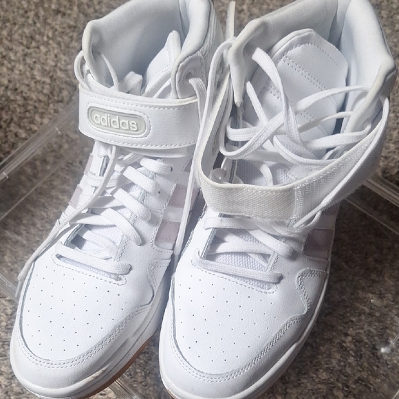 adidas | Shoes | Adidas White Hightop Sneakers | Poshmark